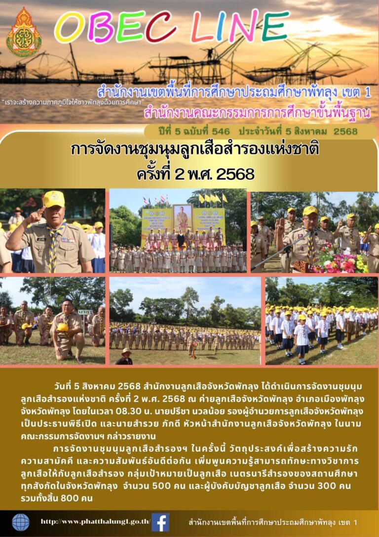 การจัดงานชุมนุมลูกเสือสำรองแห่งชาติ ครั้งที่ 2 พ.ศ. 2568 – สพป.พัทลุง เขต 1